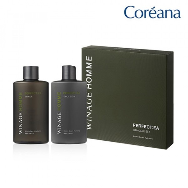 [코리아나] 위네이지 옴므 퍼펙티 스킨케어세트 (토너 200ml+에멀션 200ml) + 쇼핑백증정 - CJ프레시마켓