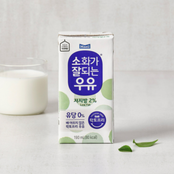 소화가 잘되는 멸균 저지방우유 190ml 2박스(48개) - CJ프레시마켓